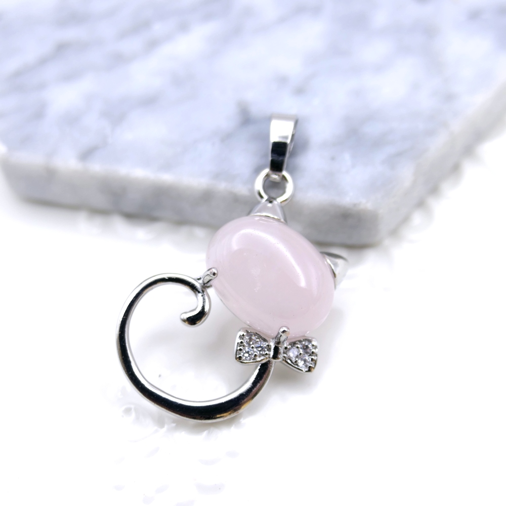 粉晶貓咪墜飾 CH-49 - 寶峻有限公司 /寶峻晶石館-水晶/晶石/鹽燈/開運物/飾品